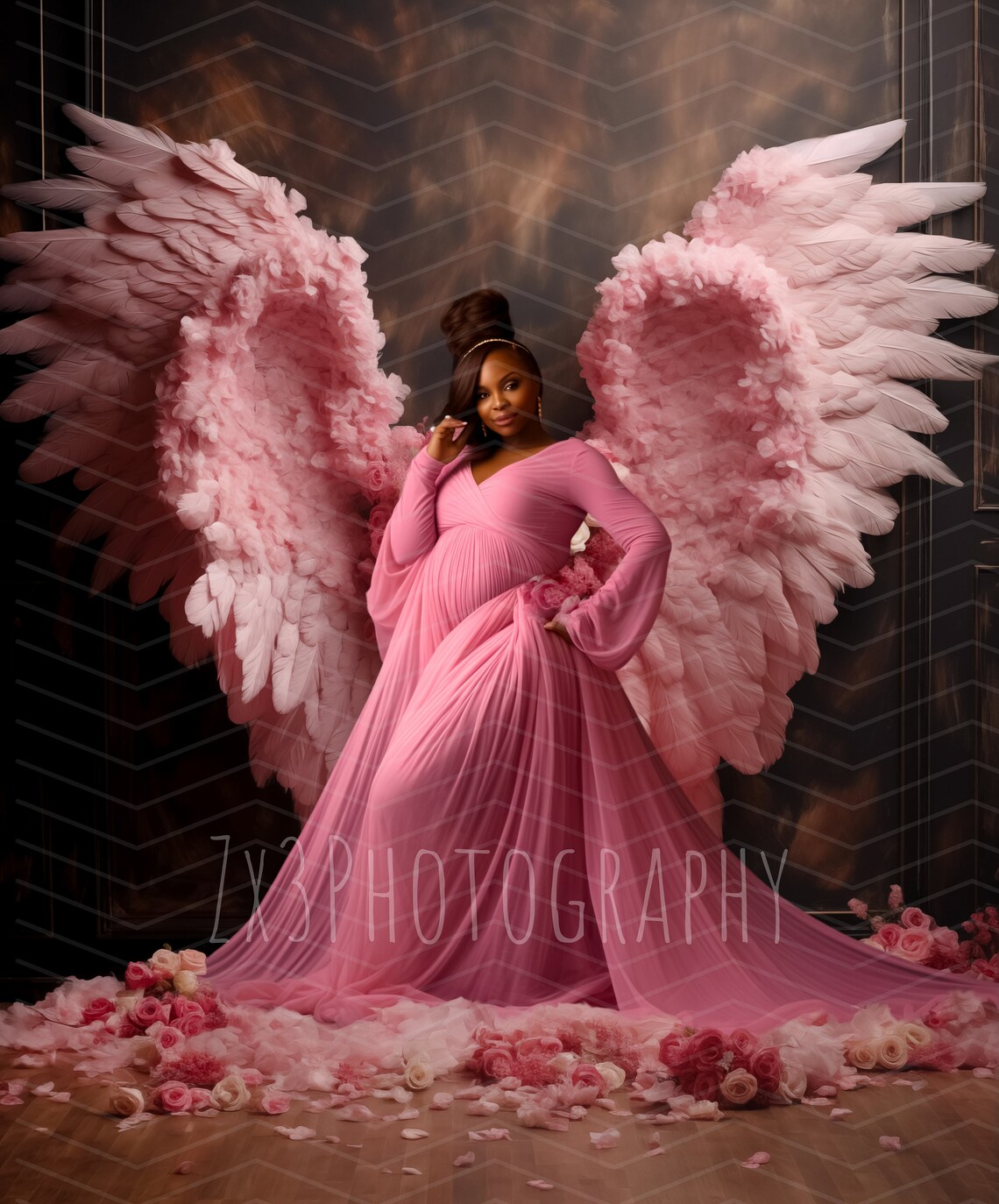 Pink Wings for Maternity Shoot 2 DIGITAL BACKGROUNDS. A Close up and a ...