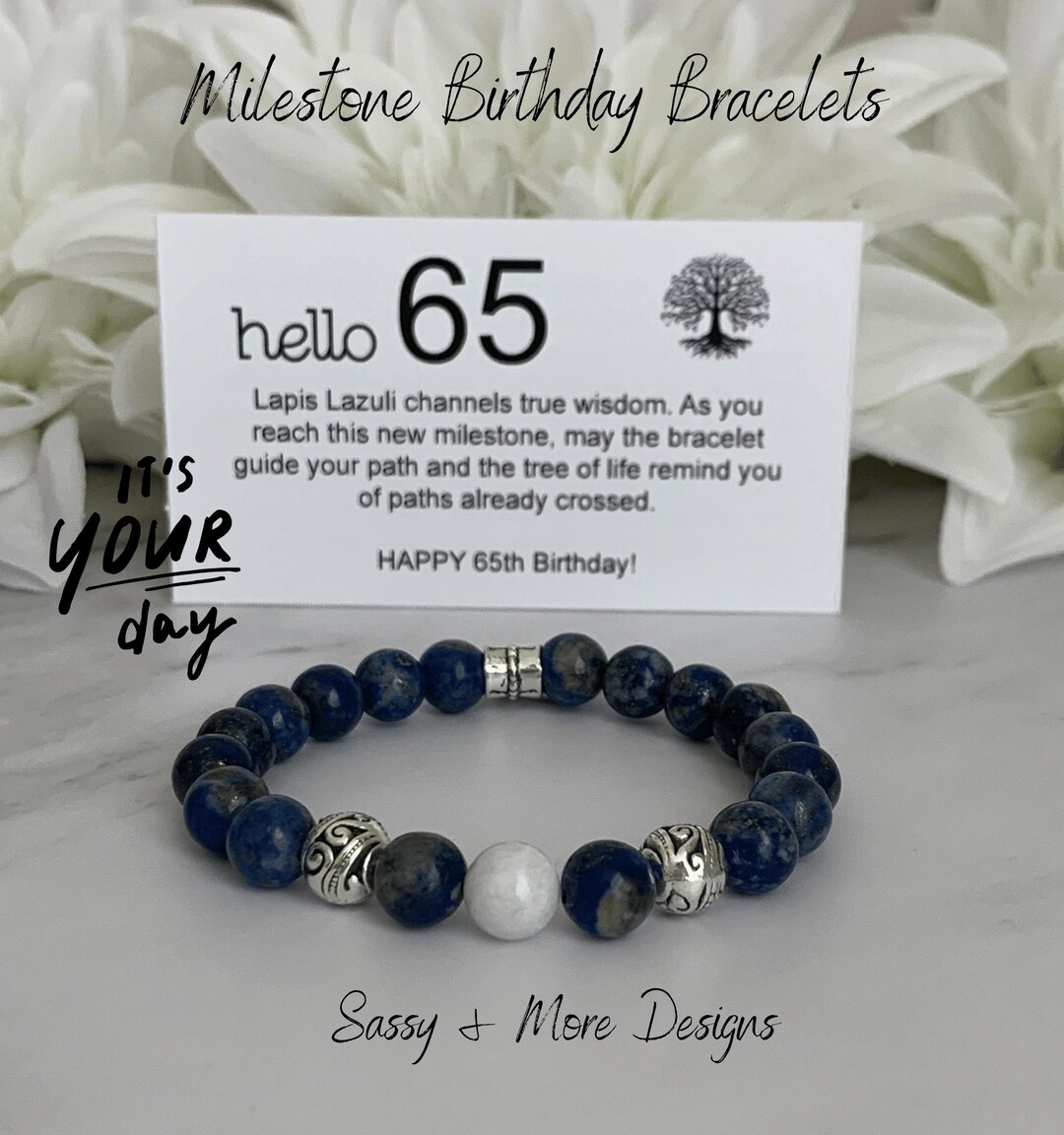 65th Birthday Gift | Hello 65 | Milestone 65th | Packaged Bracelet ...