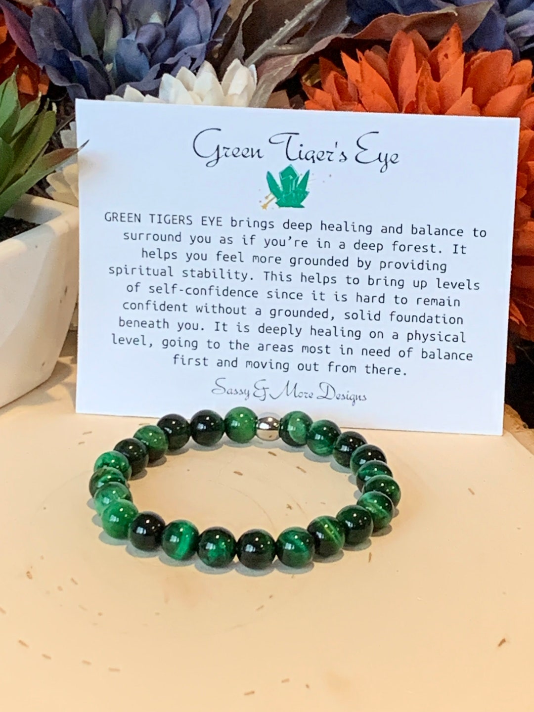 Green Tigers Eye Bracelet Healing Balance Heart Chakra - Etsy