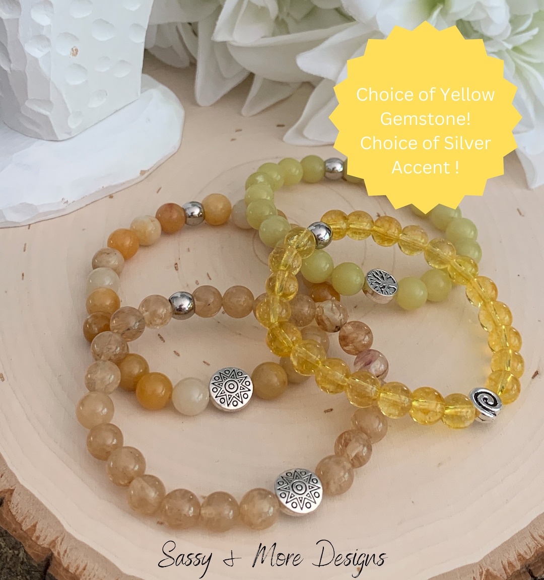 Yellow/gold Bead Bracelet Yellow/gold Accessory Gift for Her 8 Mm ...