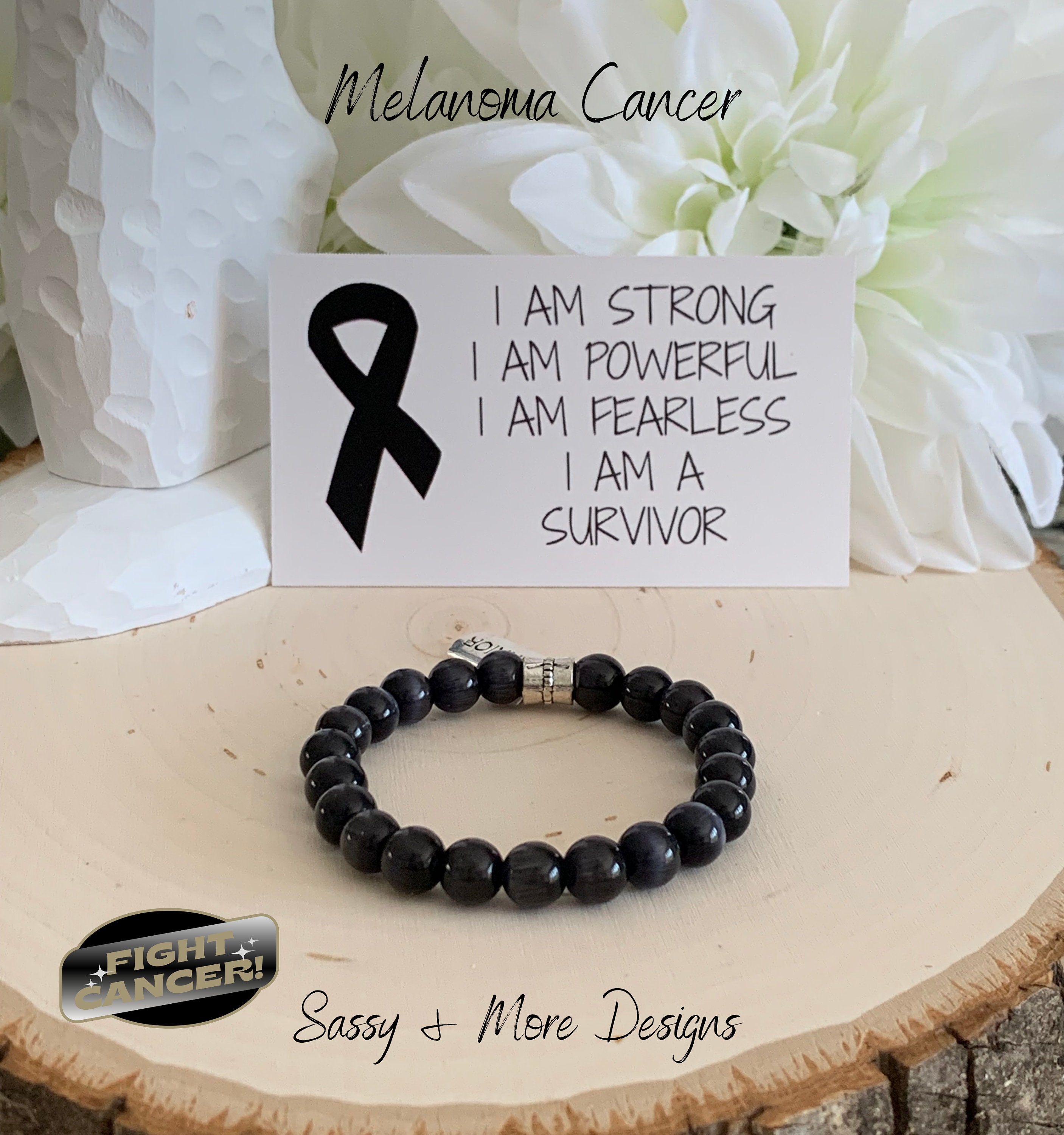 Melanoma Cancer Support Awareness Bead Bracelet Charm Bracelet for ...