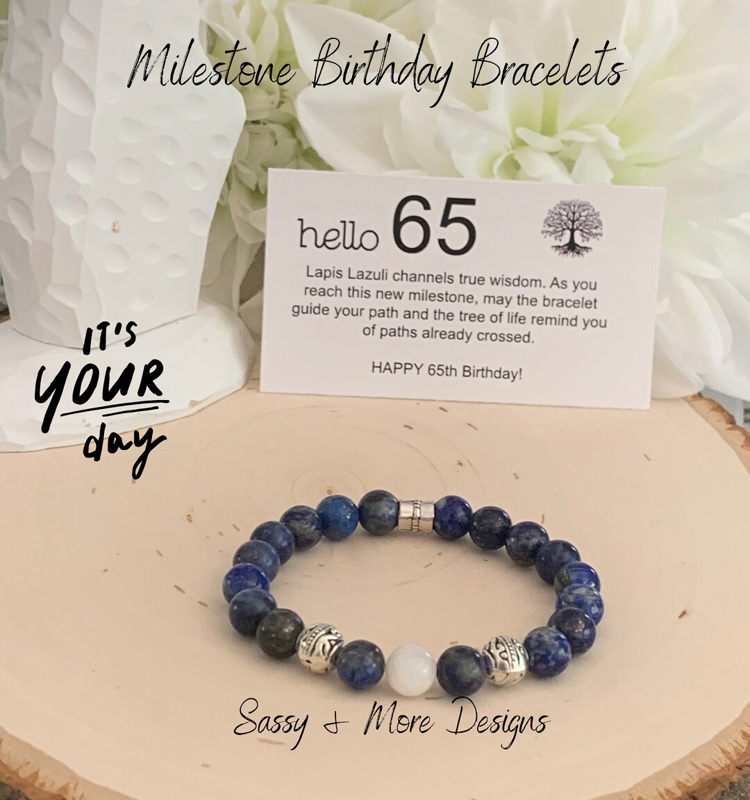 65th Birthday Gift | Hello 65 | Milestone 65th | Packaged Bracelet ...