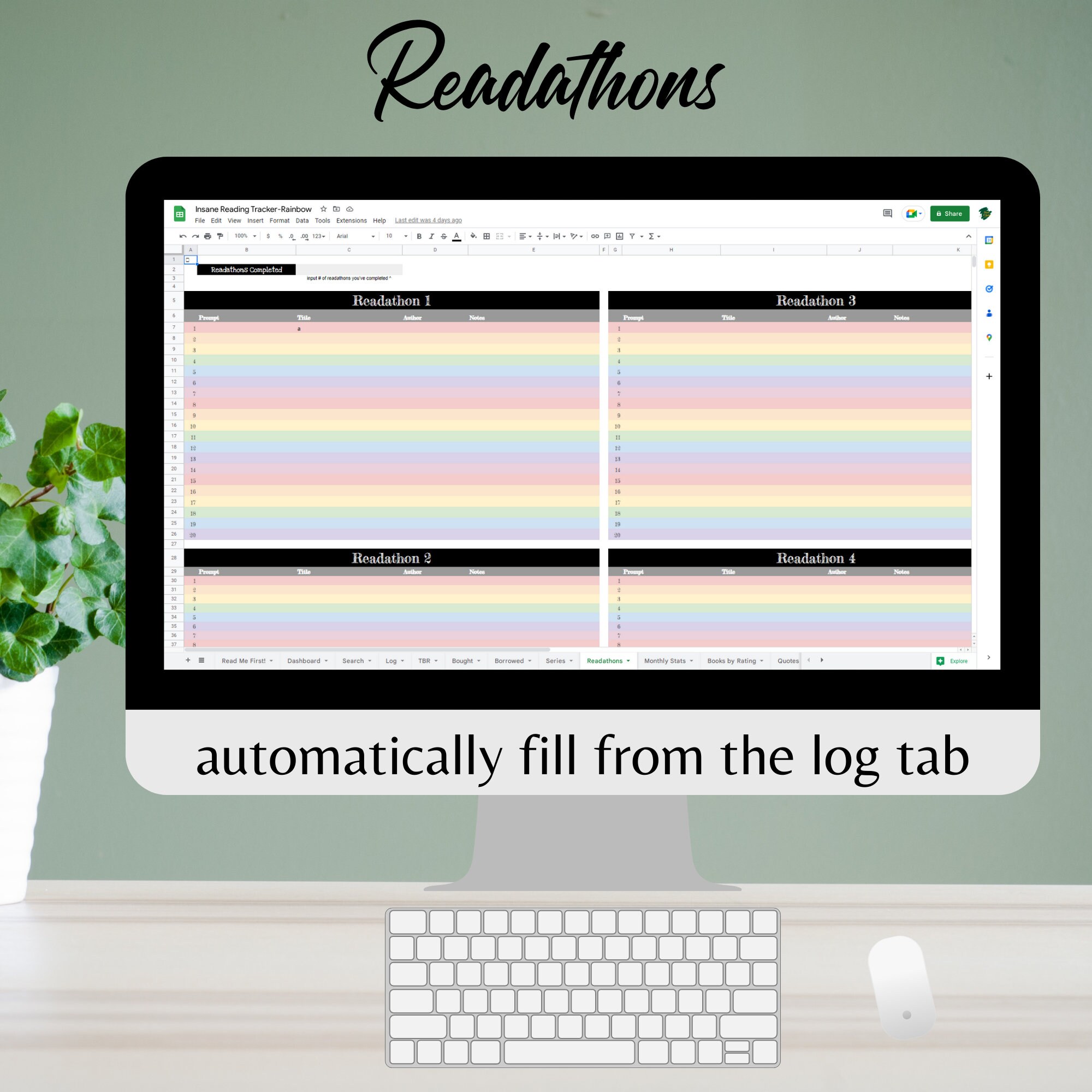 Green Insane Reading Tracker Book Log Spreadsheet in Google Sheets - Etsy