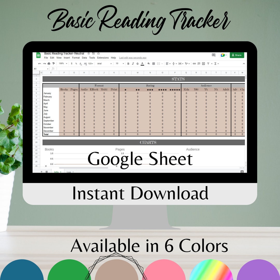 Neutral Basic Reading Tracker Spreadsheet in Google Sheets - Etsy