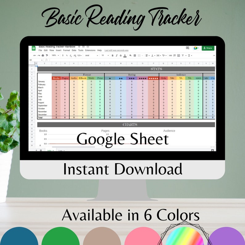 Rainbow Basic Reading Tracker Spreadsheet in Google Sheets - Etsy