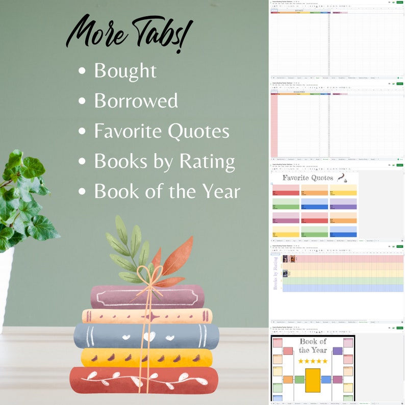 Green Insane Reading Tracker Book Log Spreadsheet in Google Sheets - Etsy