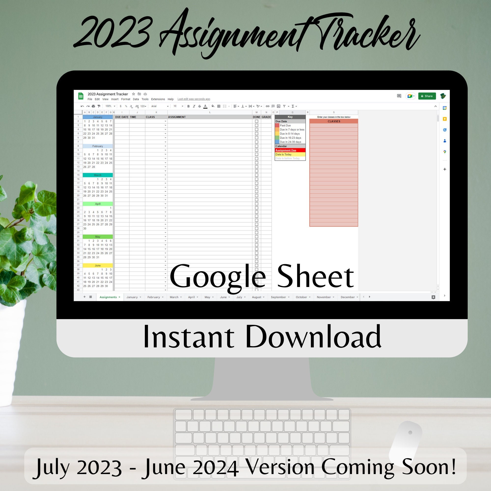 2023 Assignment Tracker Spreadsheet in Google Sheets - Etsy