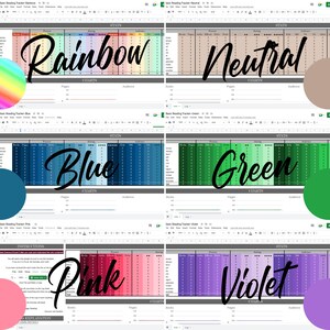 Rainbow Basic Reading Tracker Spreadsheet in Google Sheets - Etsy