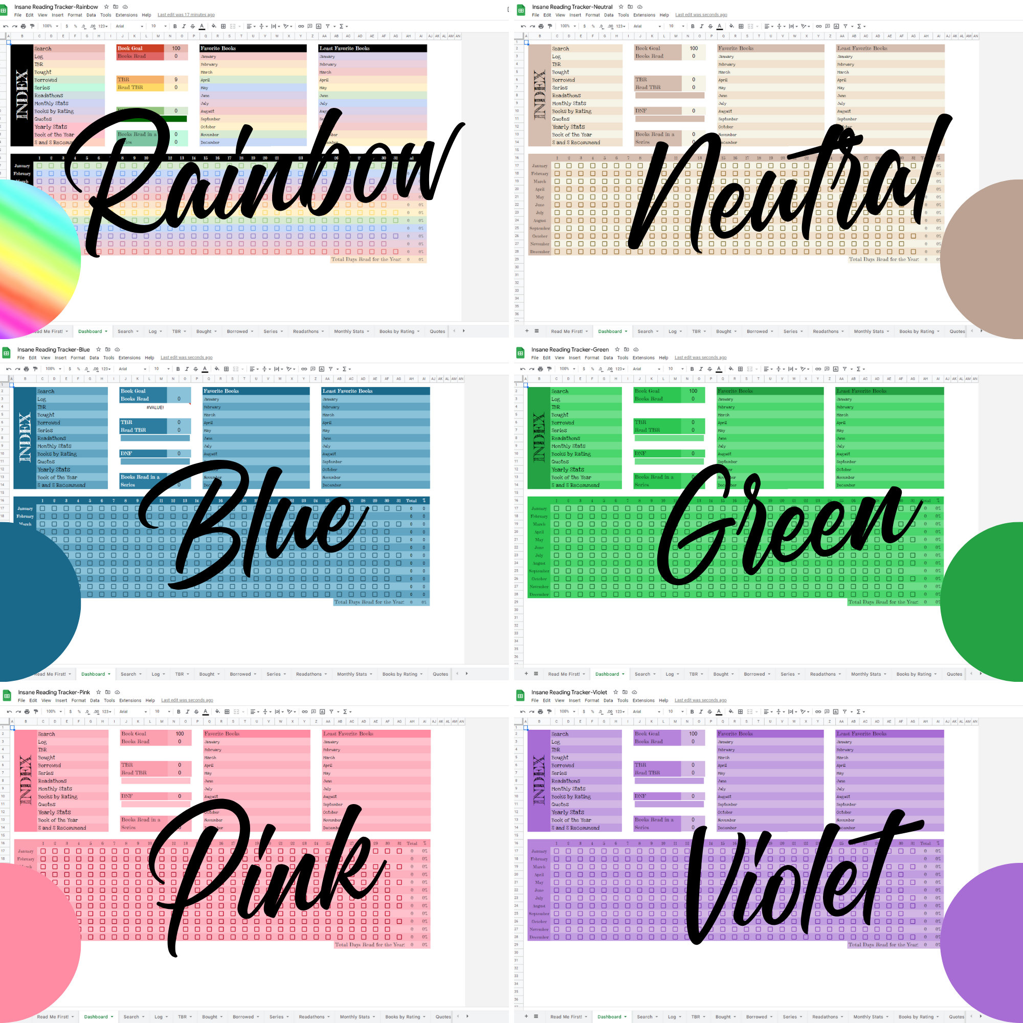 Green Insane Reading Tracker Book Log Spreadsheet in Google Sheets - Etsy
