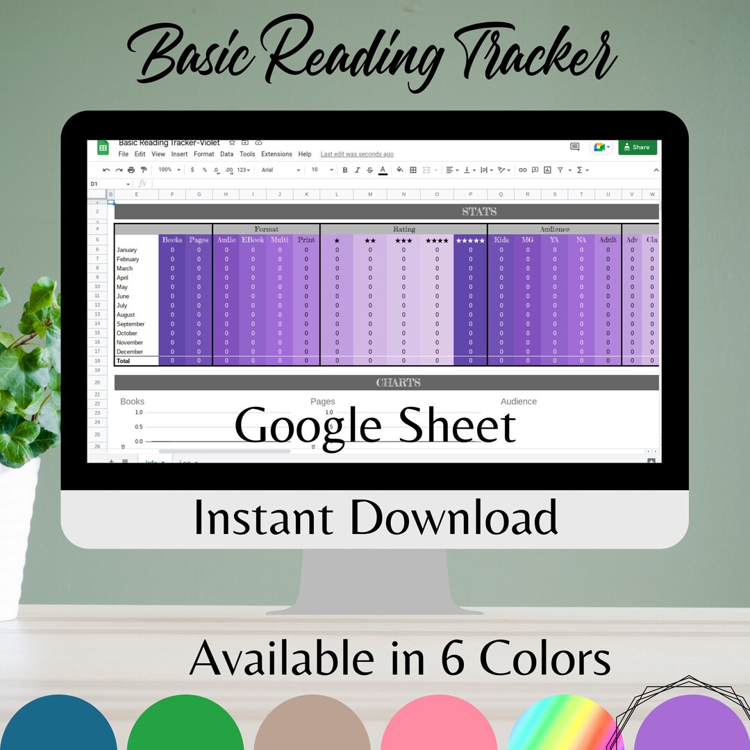 Violet Basic Reading Tracker Spreadsheet in Google Sheets - Etsy