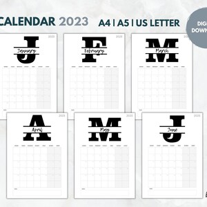 2023 Monogram Digital Calendar Printable Monogram Monthly - Etsy
