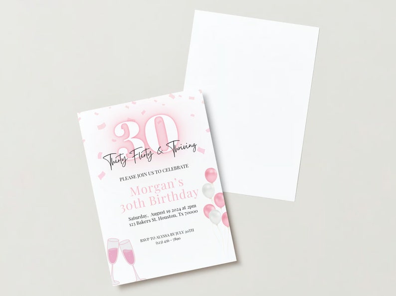 Thirty Flirty and Thriving Birthday Invitation, 30th Birthday ...