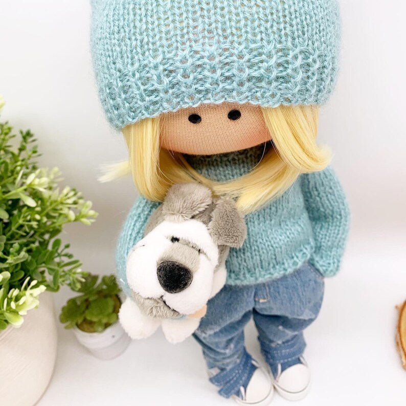 Handmade Rag Doll Dressed in a Knitted Sweater and Ripped - Etsy