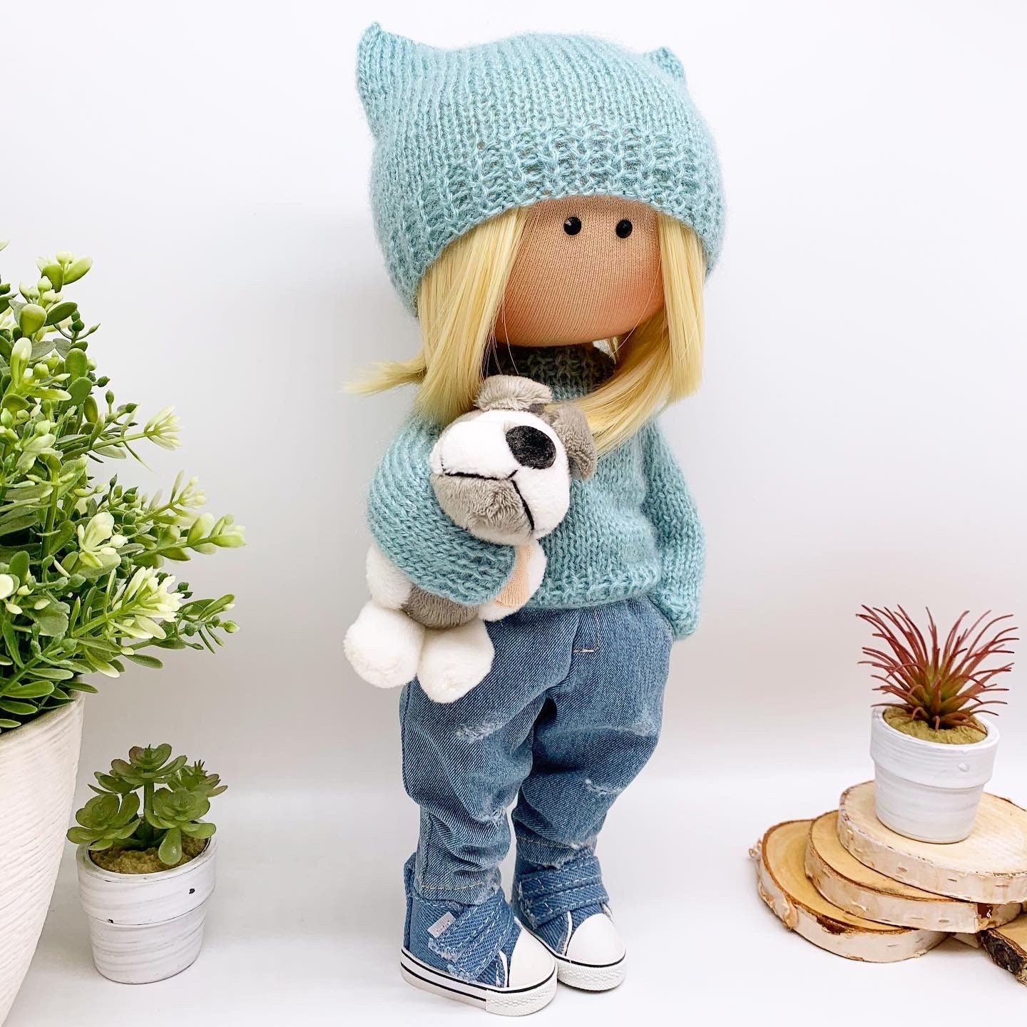 Handmade Rag Doll Dressed in a Knitted Sweater and Ripped - Etsy