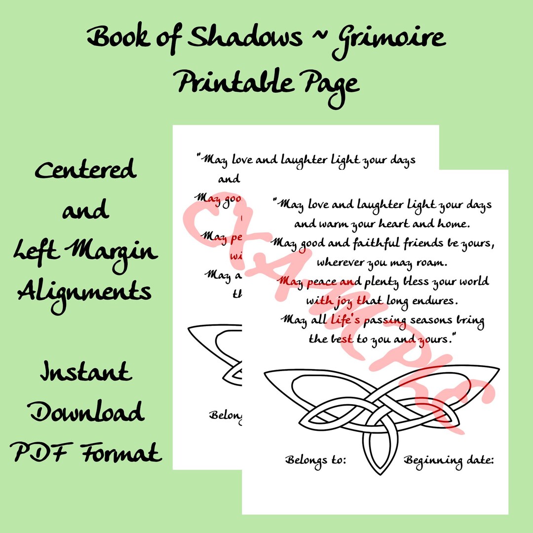 Celtic Themed Book of Shadows Grimoire Title Page - Etsy