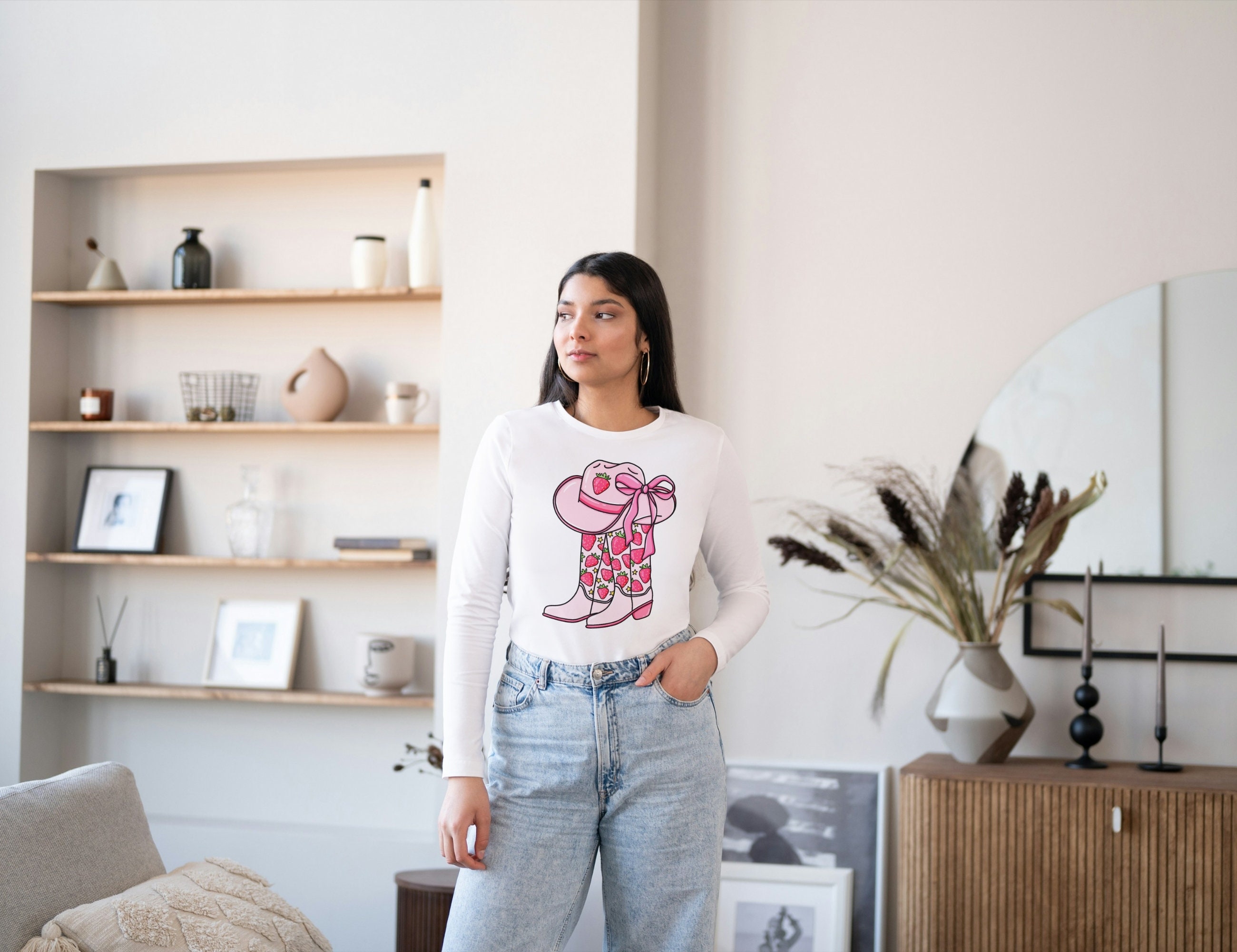 Strawberry Cowboy Boot PNG // Coquette Pink Bow Aesthetic Clip Art for ...