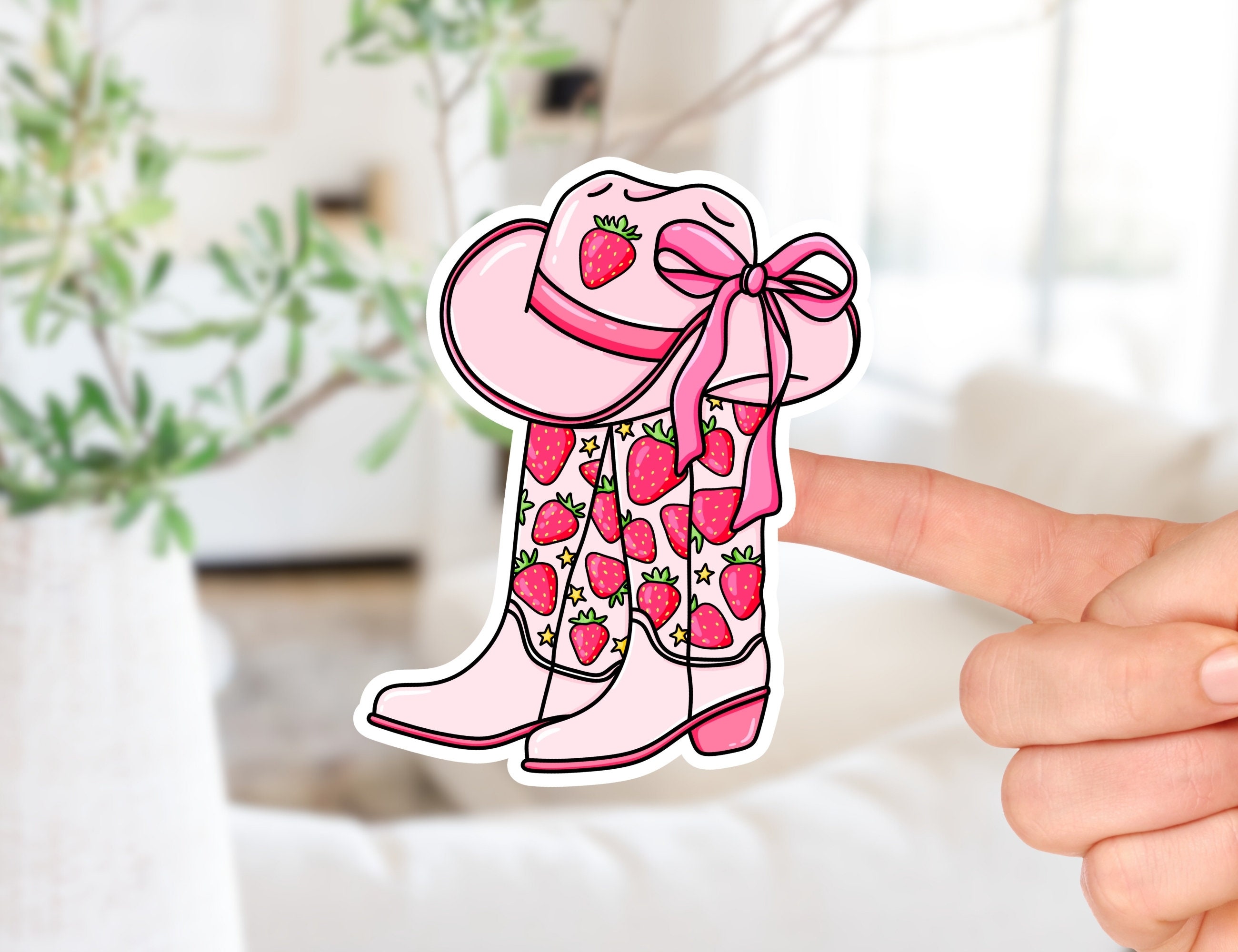 Strawberry Cowboy Boot PNG // Coquette Pink Bow Aesthetic Clip Art for ...