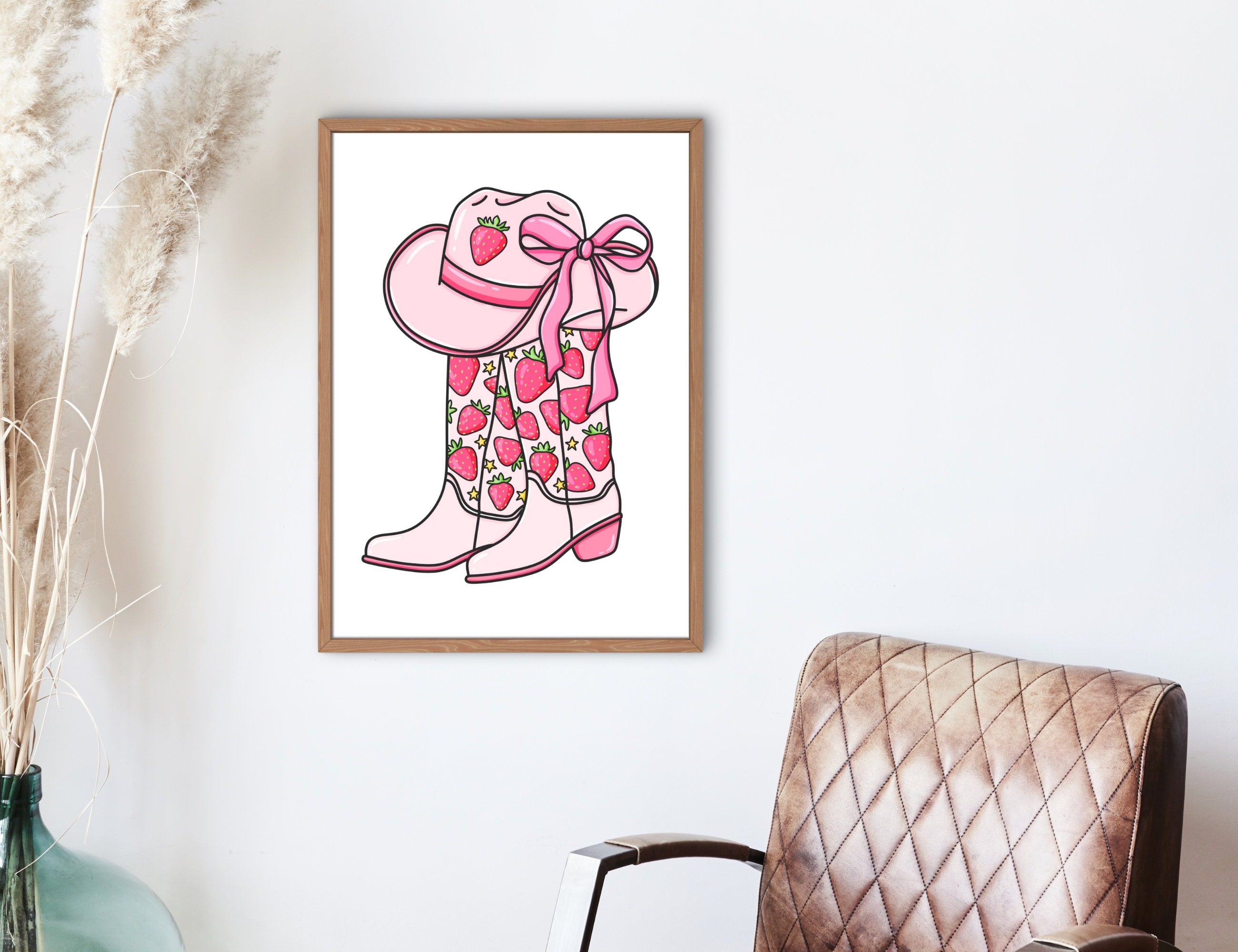 Strawberry Cowboy Boot PNG // Coquette Pink Bow Aesthetic Clip Art for ...