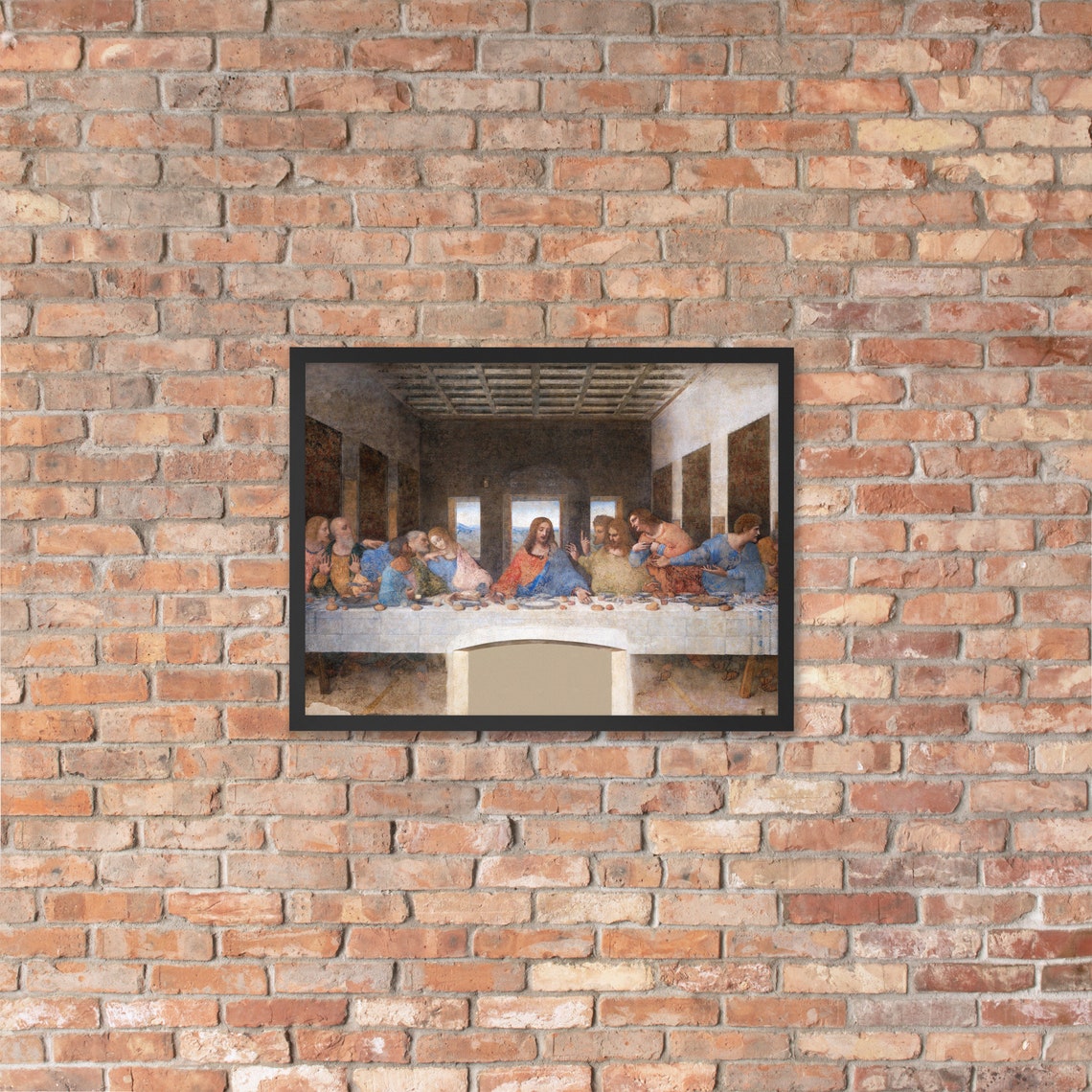 The Last Supper Leonardo Da Vinci Religious Vintage Framed Poster Art ...