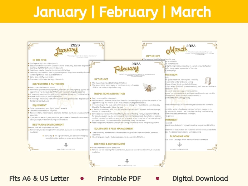 Beekeeper's Calendar and Monthly Beekeeping Guide 2025, Backyard ...