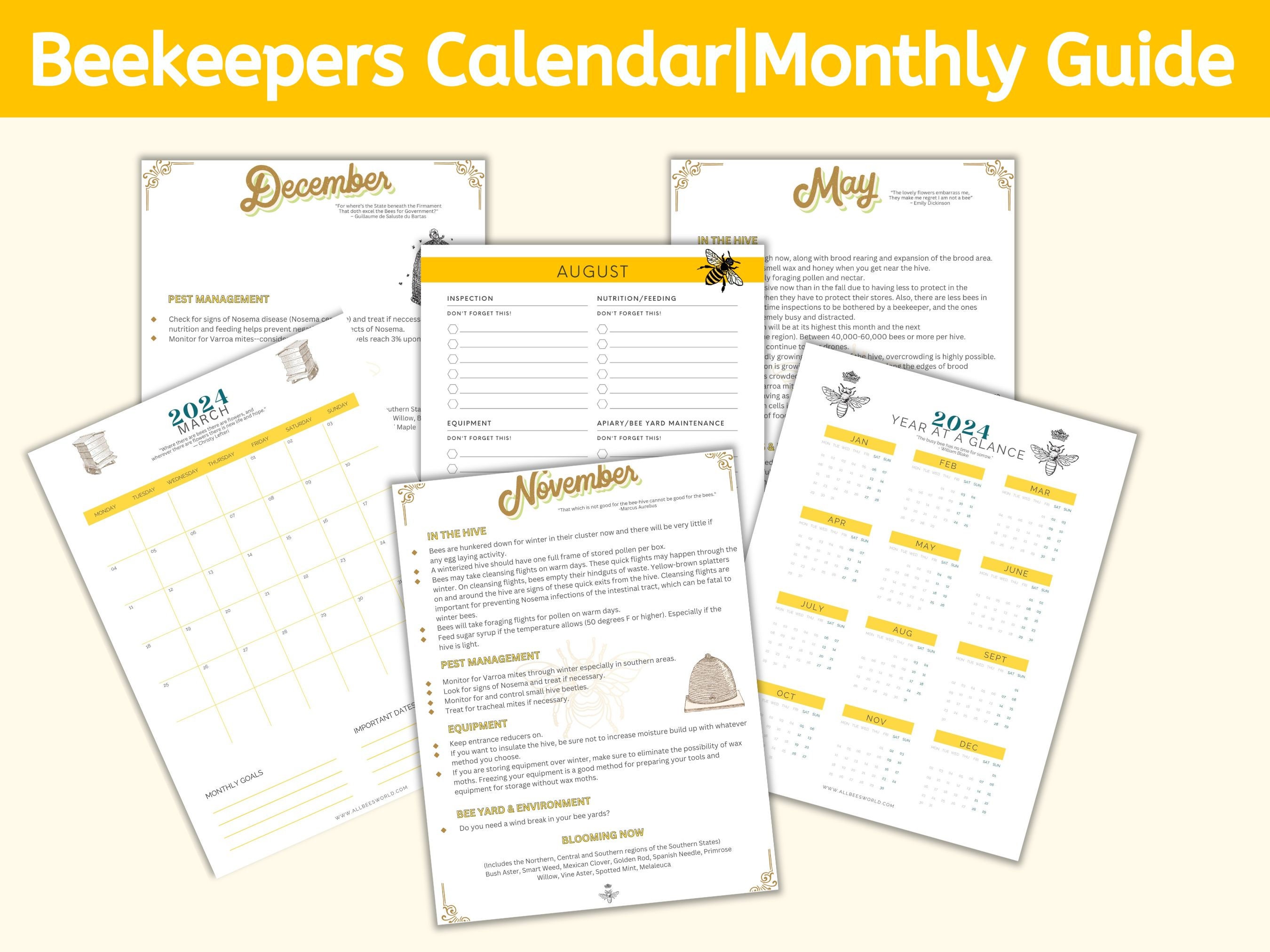 Beekeepers Record Keeping Bundle 2025 for Southern US States , Beehive ...