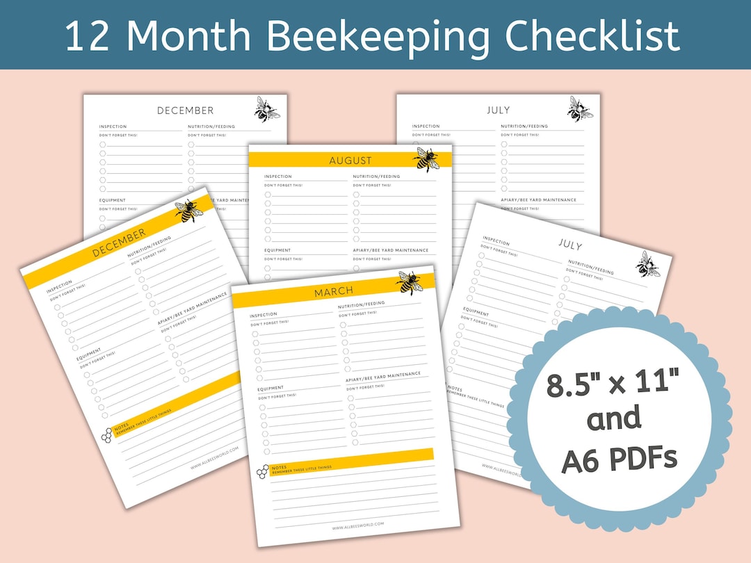 Monthly Beekeeping Checklist, Beekeeping Notes, Beginning Beekeeper ...