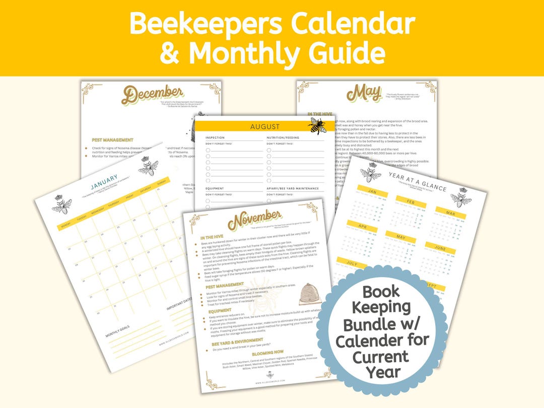 Beekeepers Record Keeping Bundle, Beehive Inspection Journal, Monthly ...