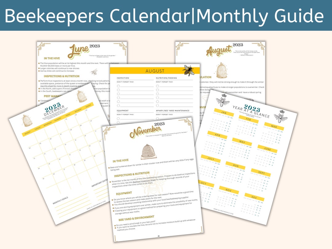 Beekeeper's Calendar and Monthly Beekeeping Guide 2023, Backyard ...