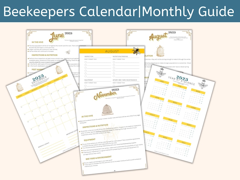 Beekeeper's Calendar and Monthly Beekeeping Guide 2023, Backyard ...