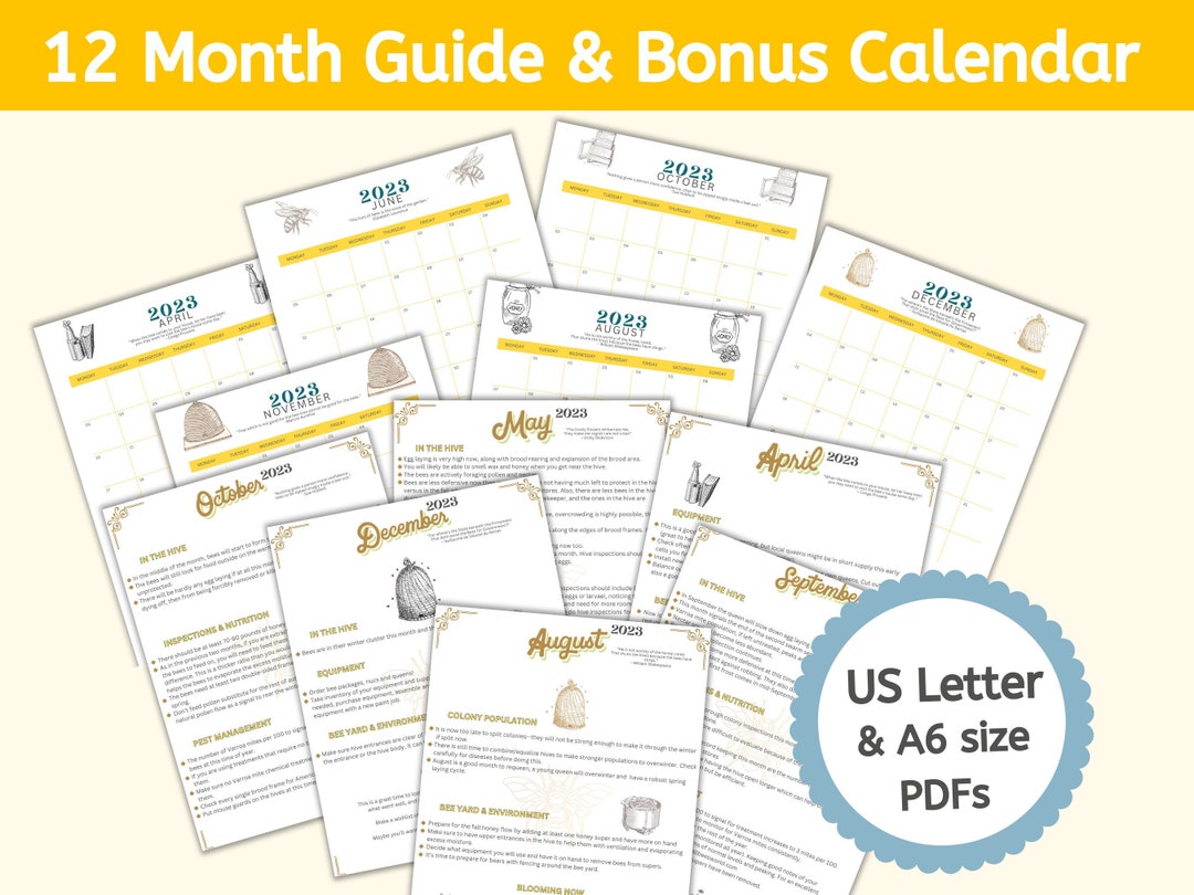 Beekeeper's Calendar and Monthly Beekeeping Guide 2023, Backyard ...