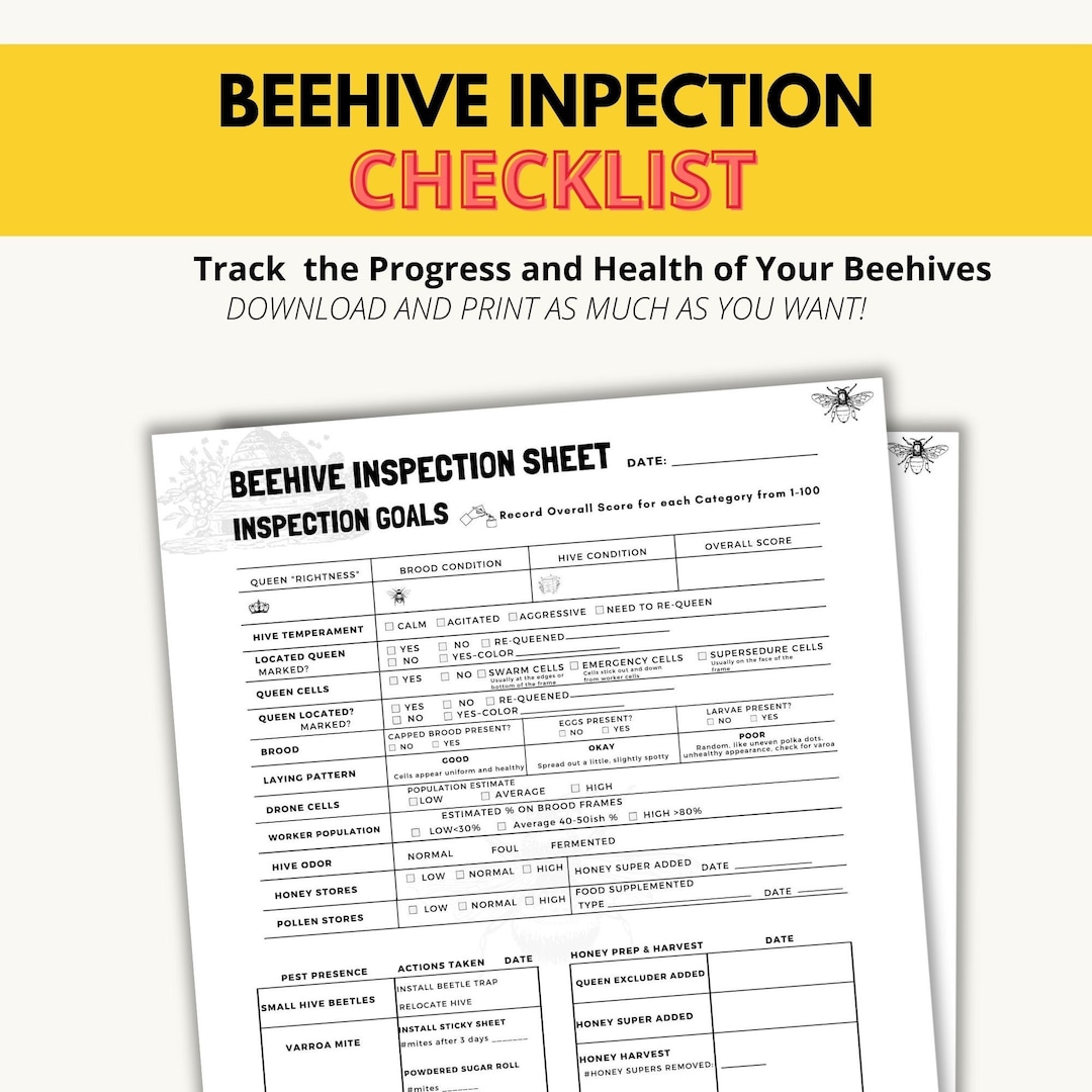Beehive Inspection Journal, Bee Keeping Logbook, Beekeeping Inspection ...