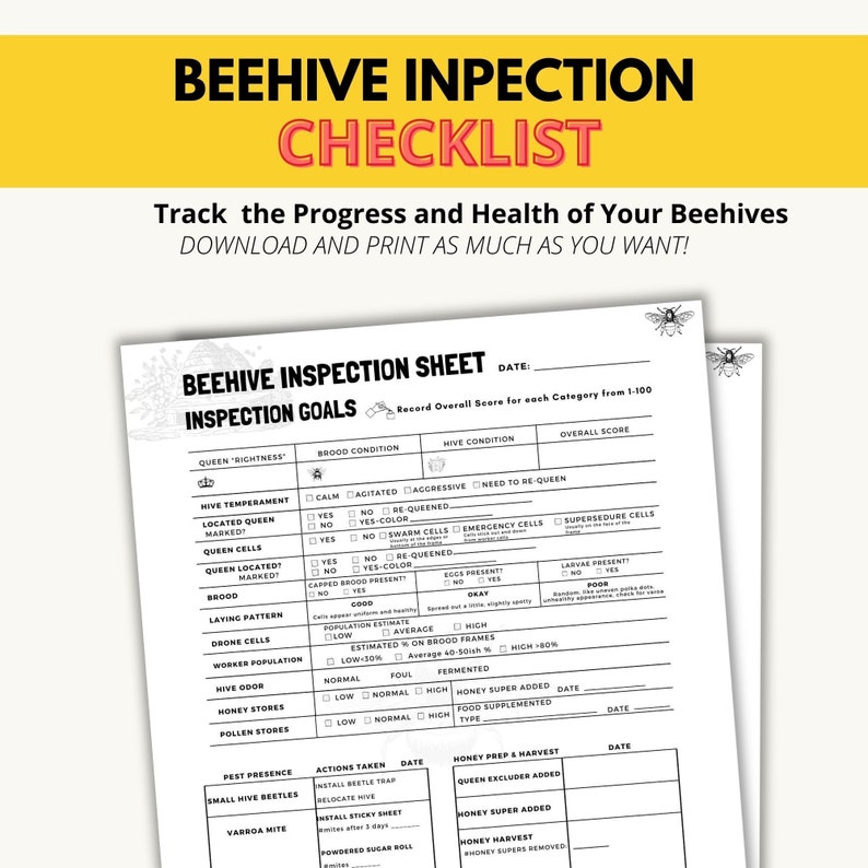 Beehive Inspection Journal, Bee Keeping Logbook, Beekeeping Inspection ...