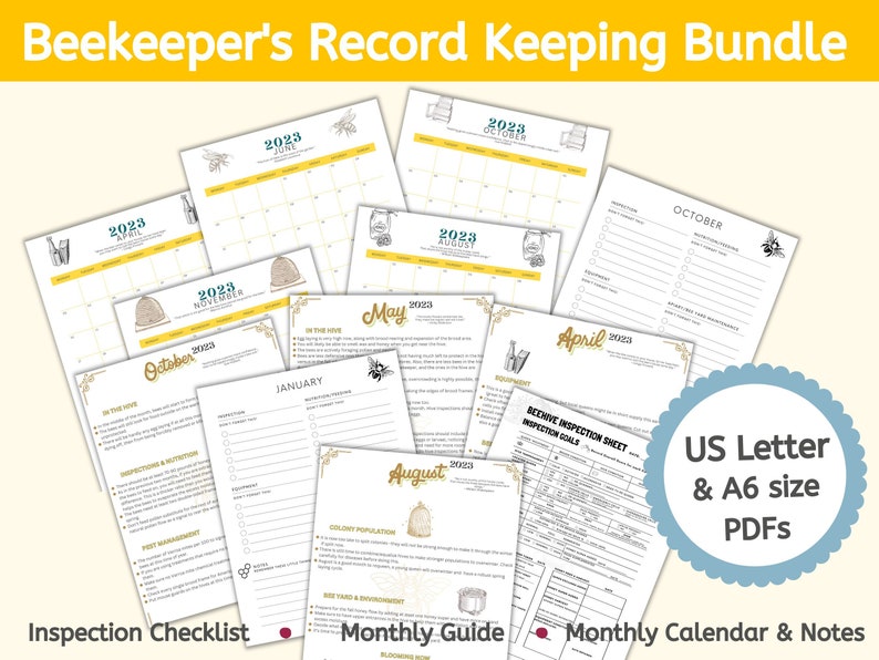 Beekeepers Record Keeping Bundle, Beekeeping Logbook, Beehive ...