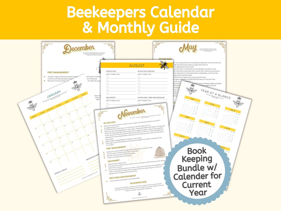 Beekeepers Record Keeping Bundle, Beehive Inspection Journal, Monthly ...
