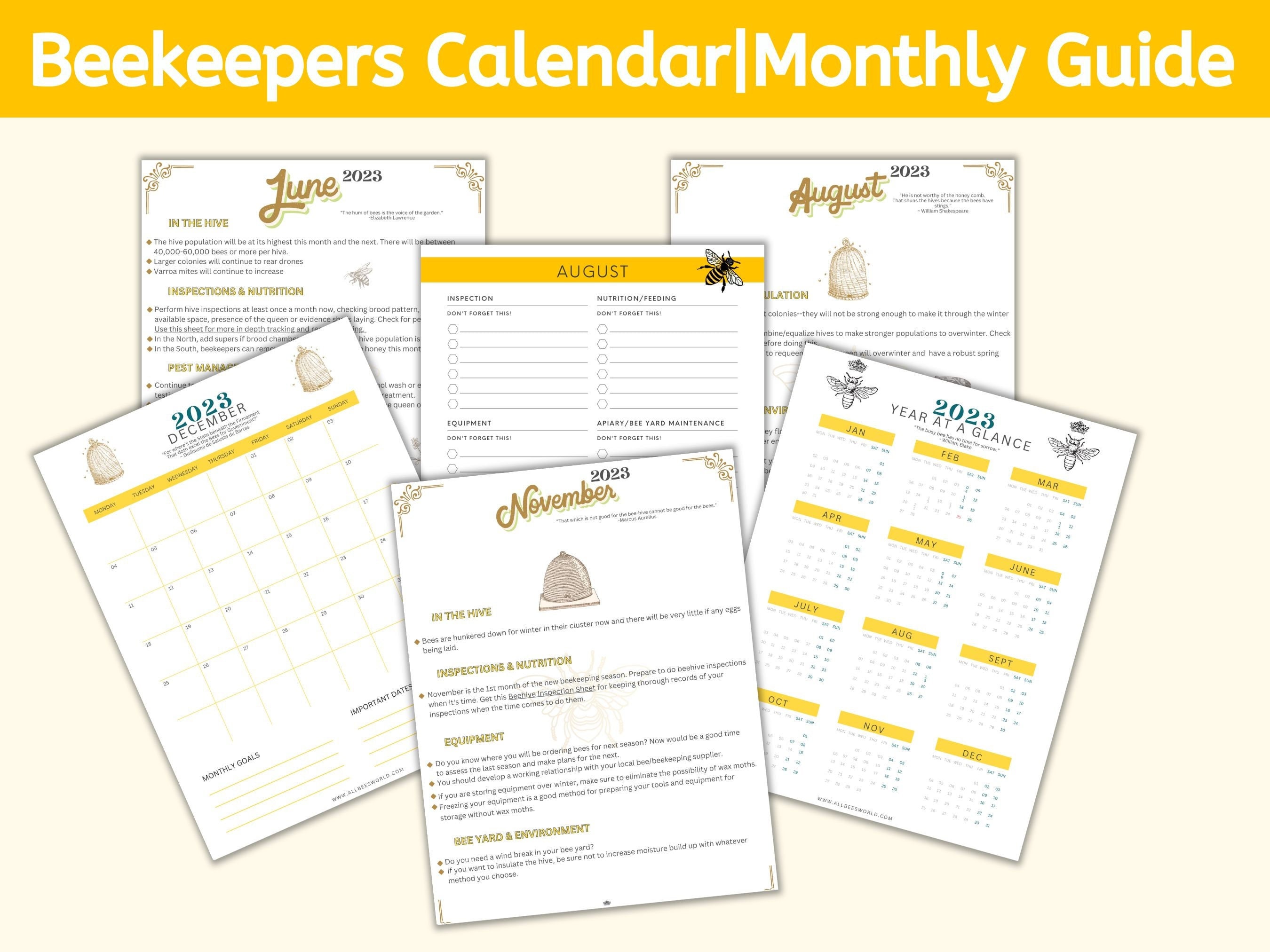 Beekeeper's Calendar and Monthly Beekeeping Guide 2025, Backyard ...