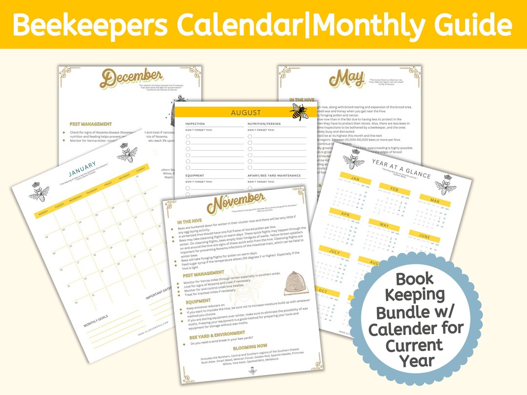 Beekeeper's Calendar and Monthly Beekeeping Guide 2025, Backyard ...
