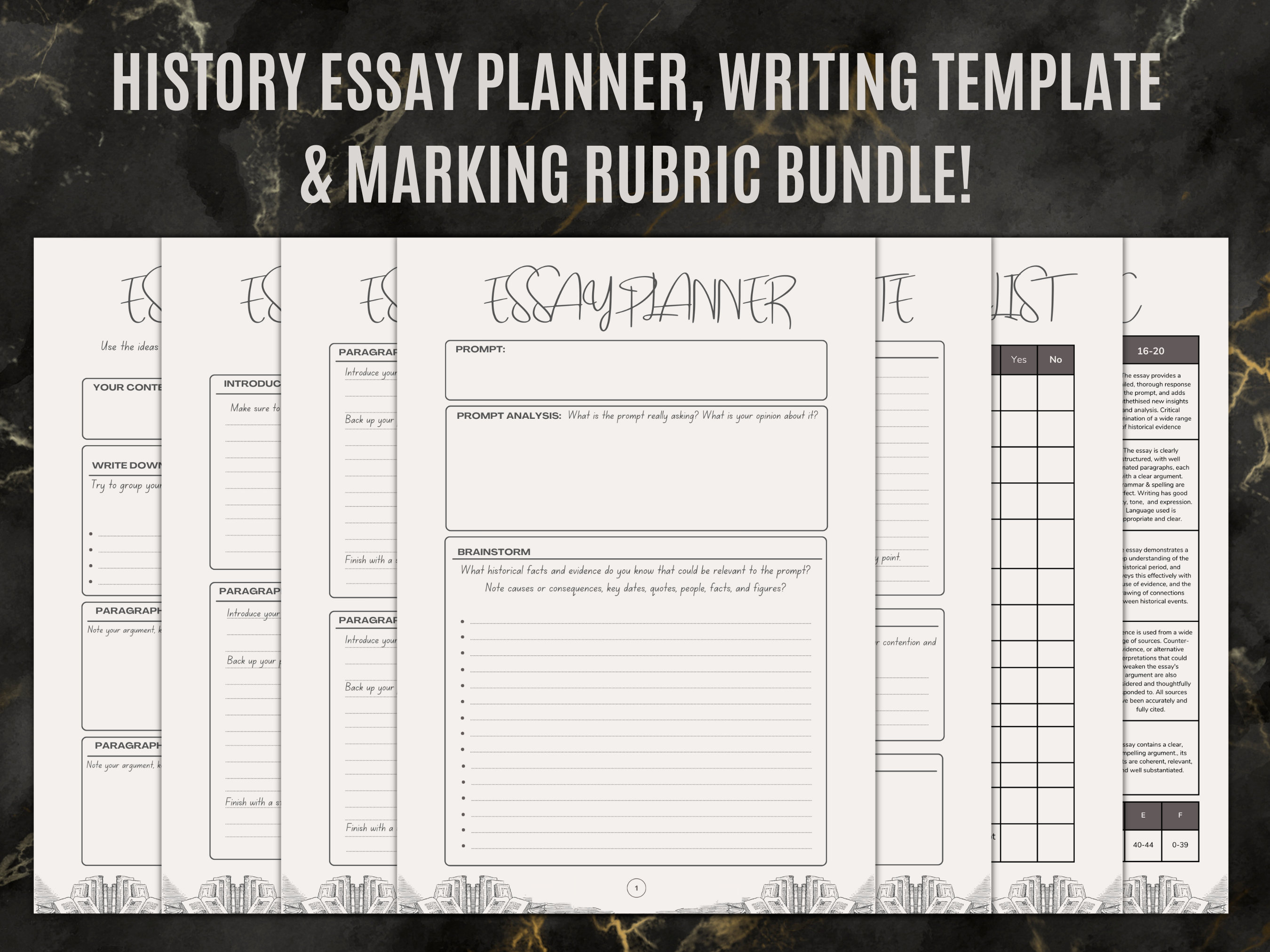 History Essay Planner, Outline Template & Marking Rubric Bundle ...