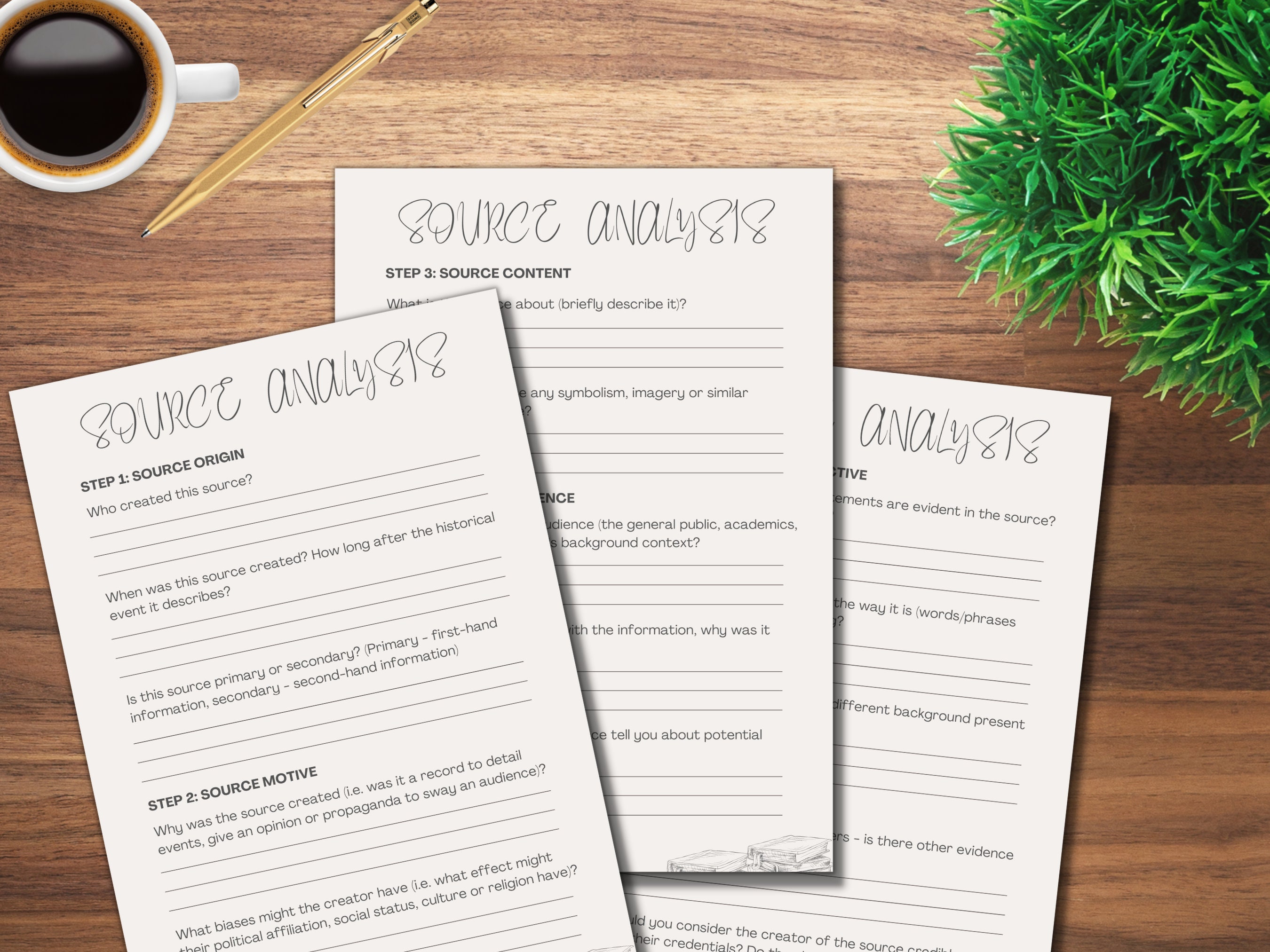 Source Analysis Worksheet & Planner Booklet History Analysis for ...