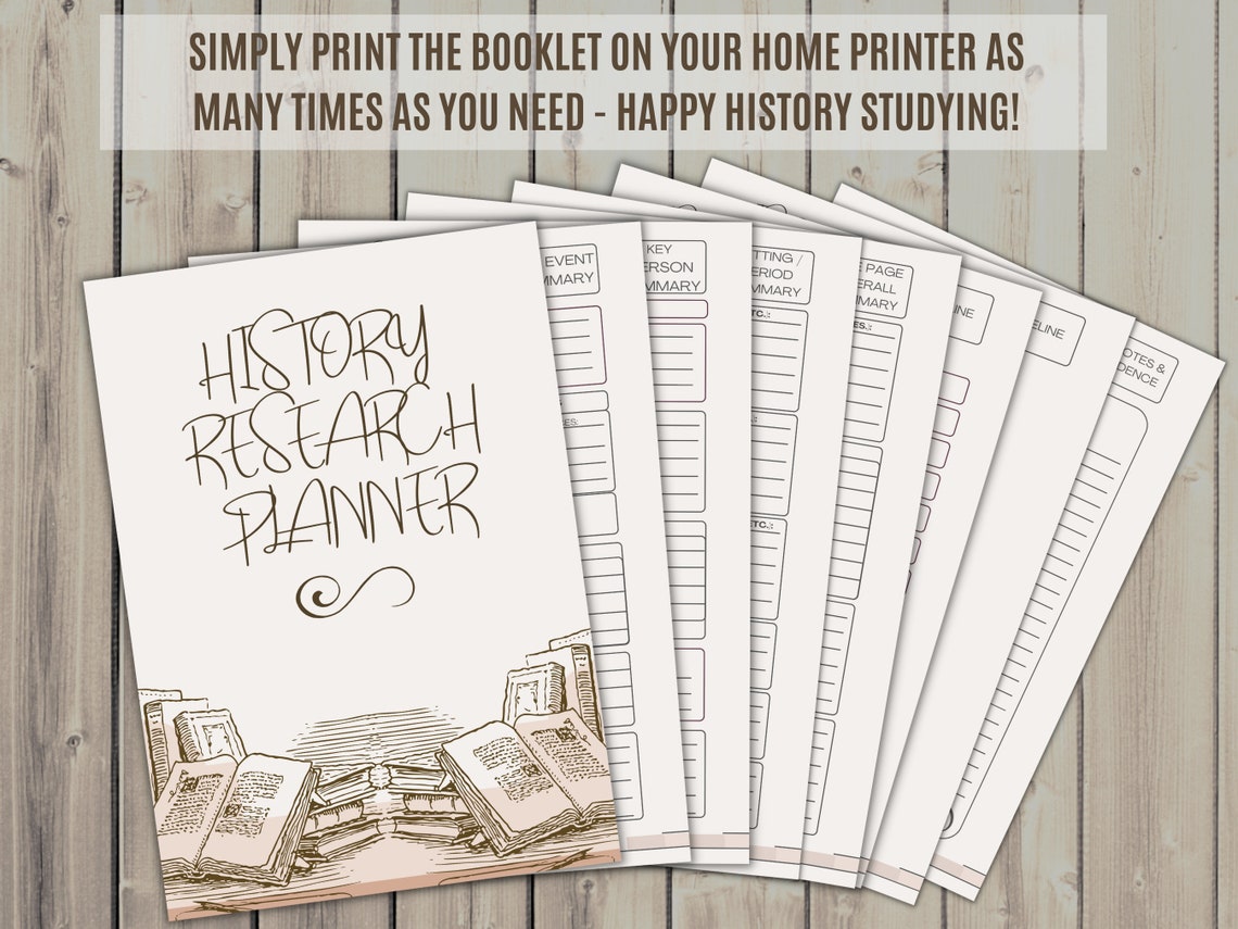 History Notes Research Template Book History Summary Planner - Etsy