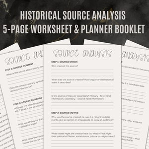Source Analysis Worksheet & Planner Booklet | History Analysis for ...