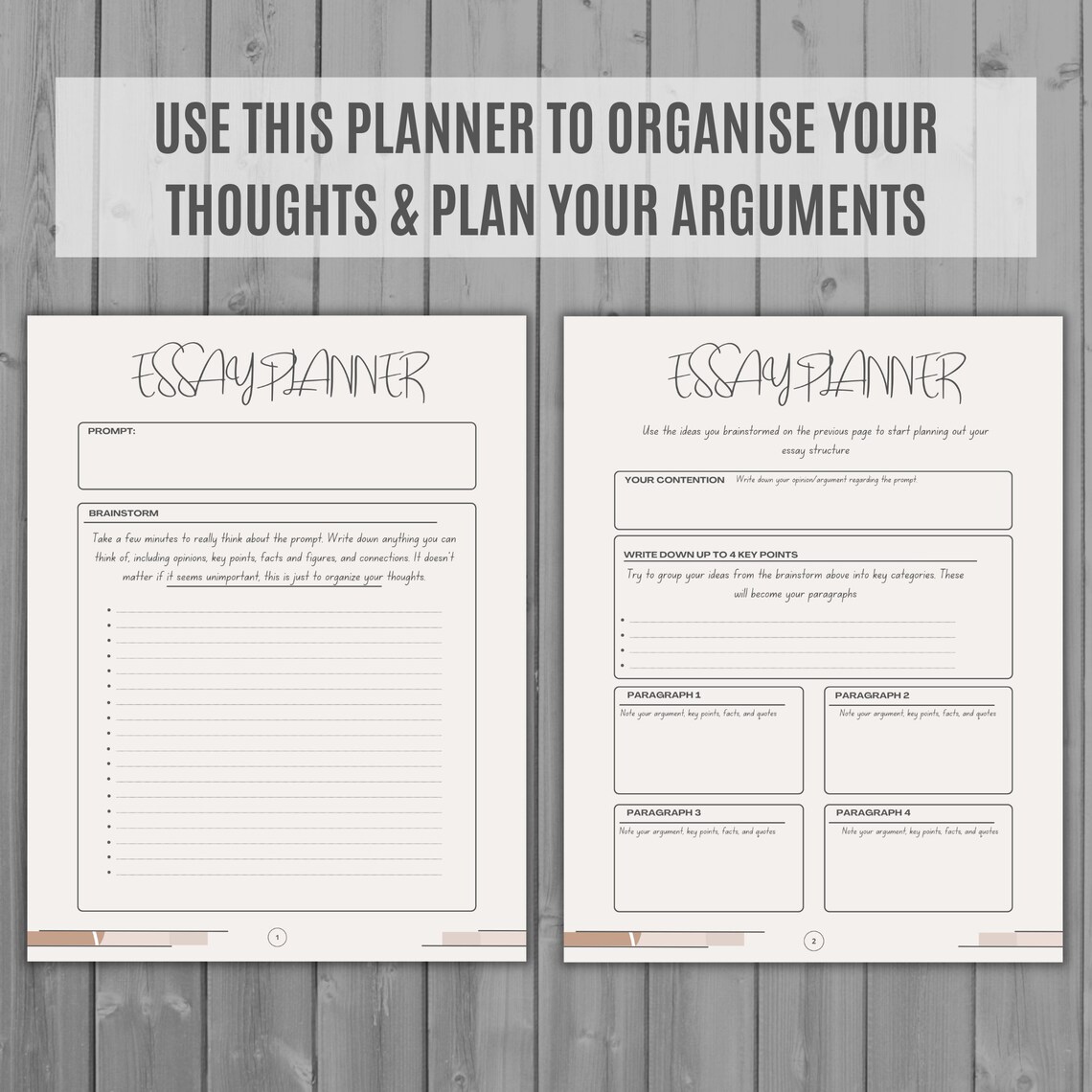 Essay Planner | Template and Structure Guide Bundle, Academic College University School Essay ...