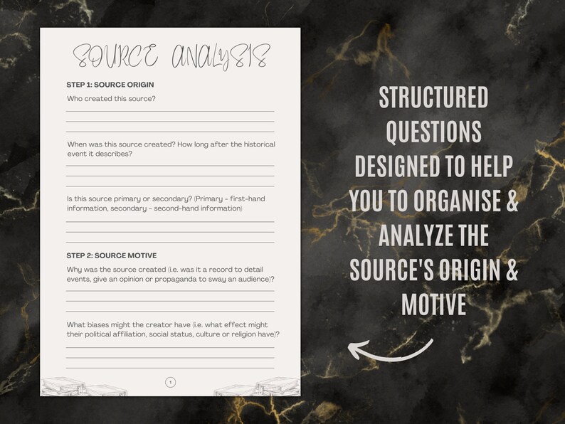 Source Analysis Worksheet & Planner Booklet History Analysis for ...
