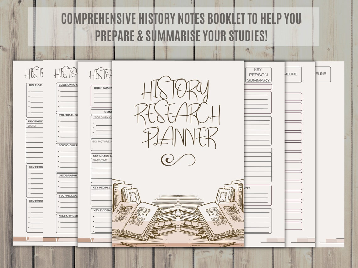 History Notes Research Template Book History Summary Planner - Etsy