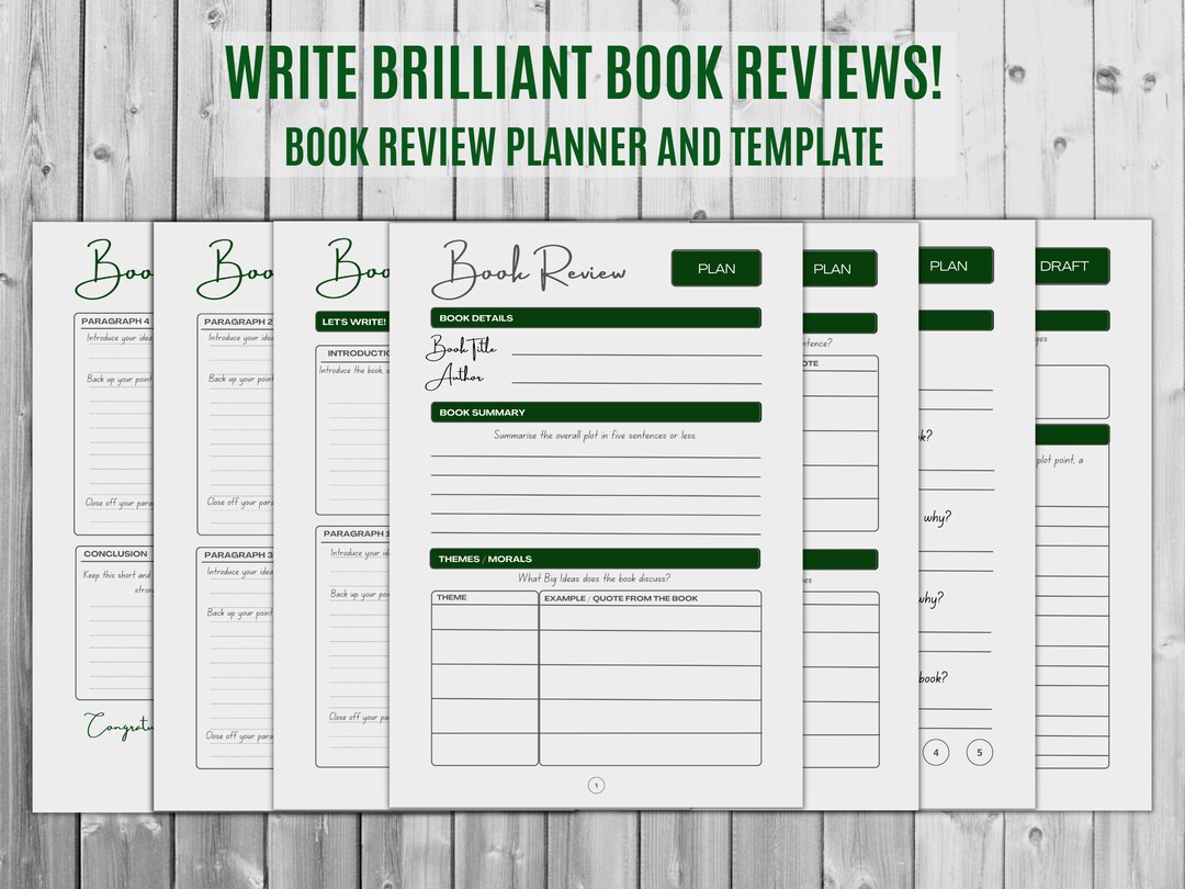 Book Review Planner, Template & Structure Guide | College University ...
