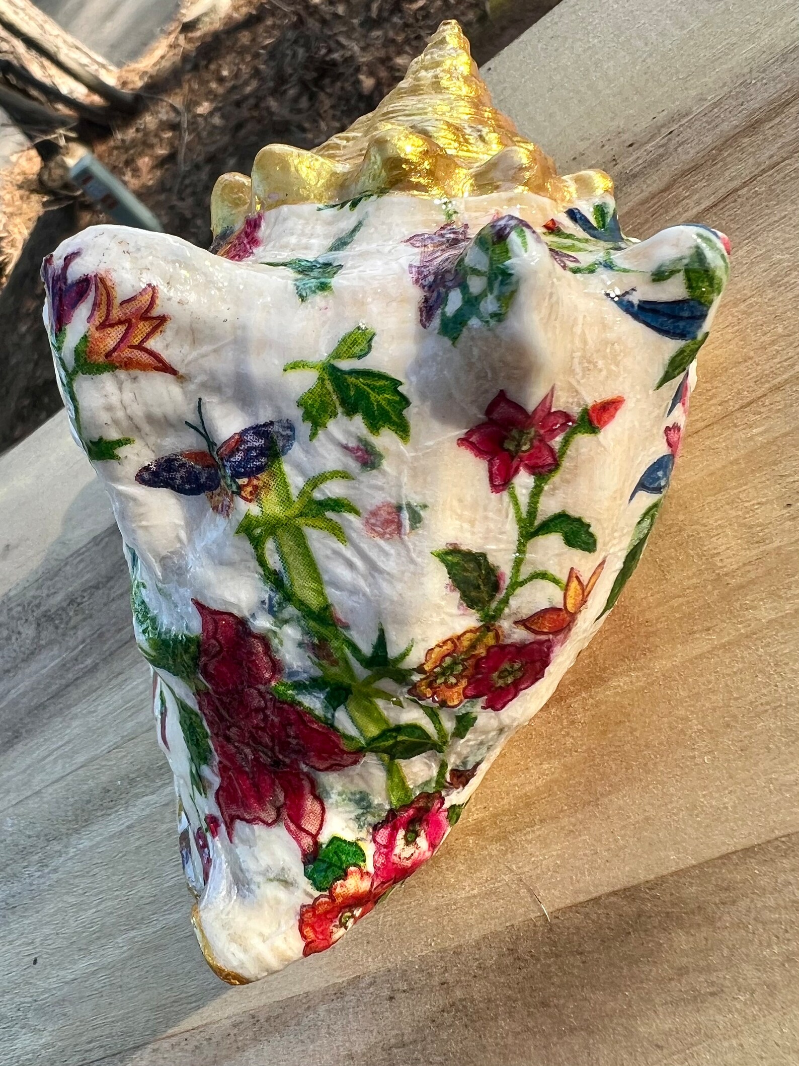 Decoupage Hand Painted Conch Shell - Etsy