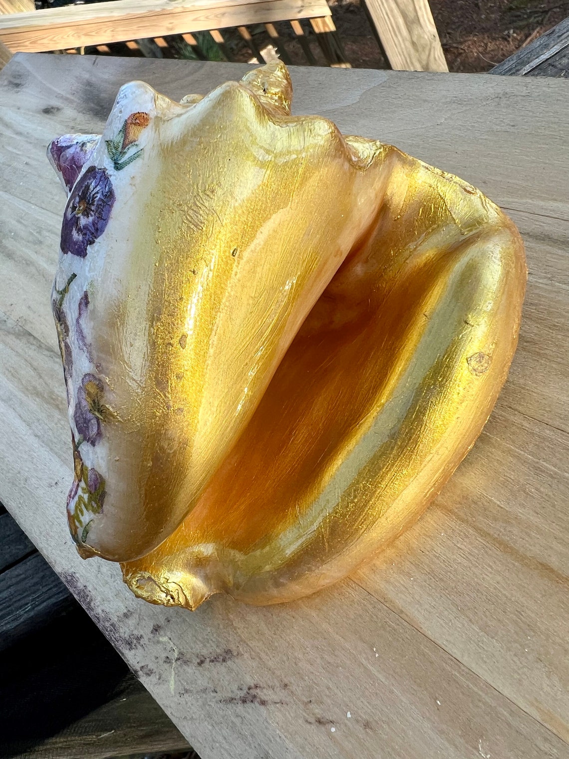 Decoupage Hand Painted Conch Shell - Etsy