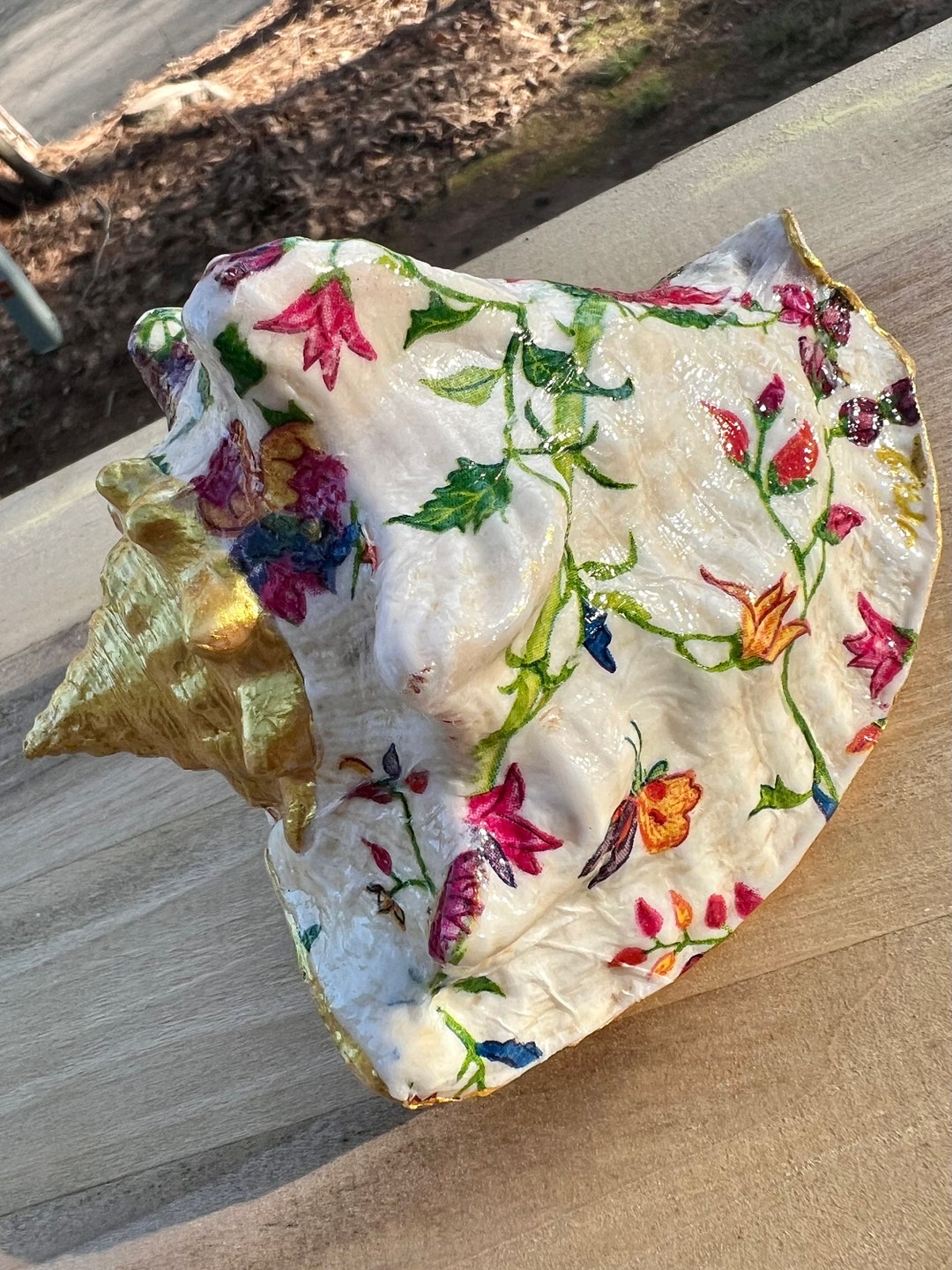 Decoupage Hand Painted Conch Shell - Etsy