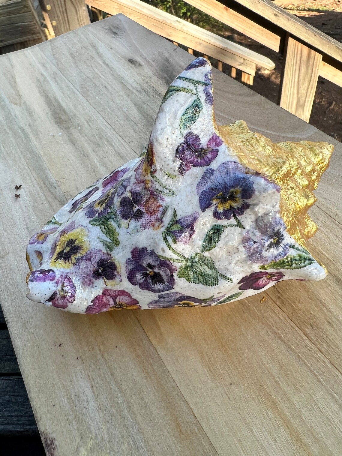 Decoupage Hand Painted Conch Shell - Etsy
