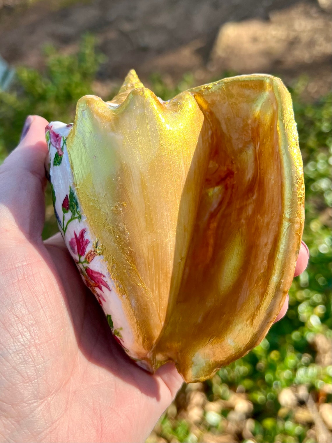 Decoupage Hand Painted Conch Shell - Etsy