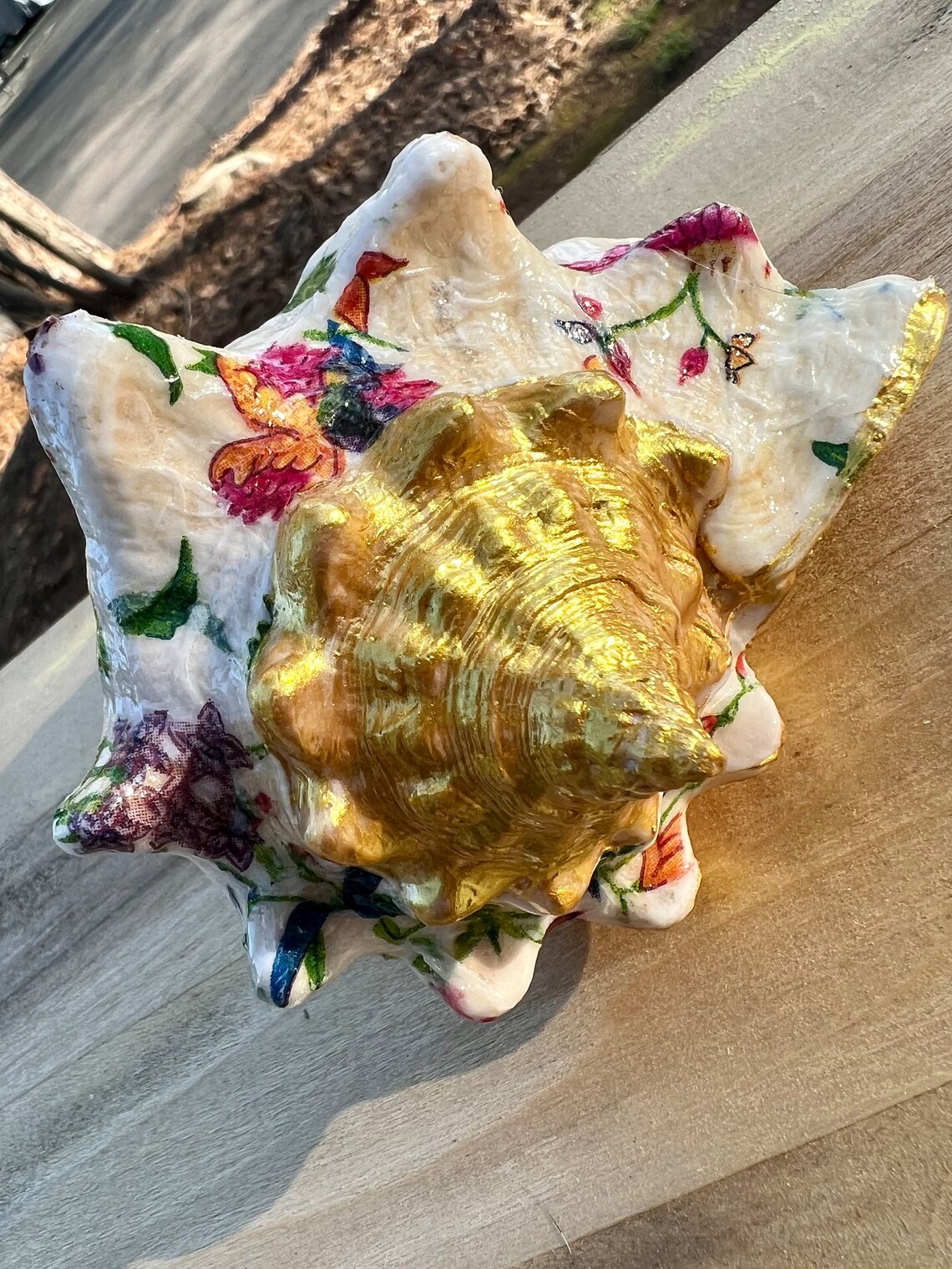 Decoupage Hand Painted Conch Shell - Etsy